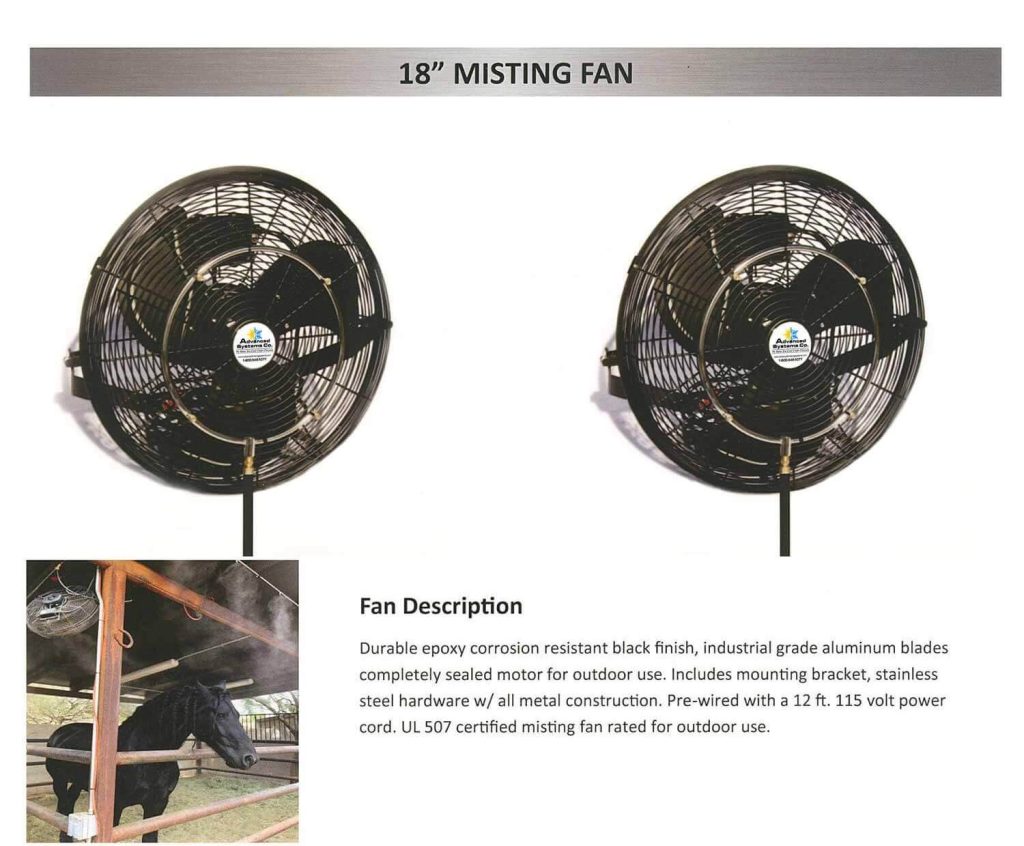 18″ non oscillating Wall/ceiling Mounted Misting Fan Kit from Advanced ...