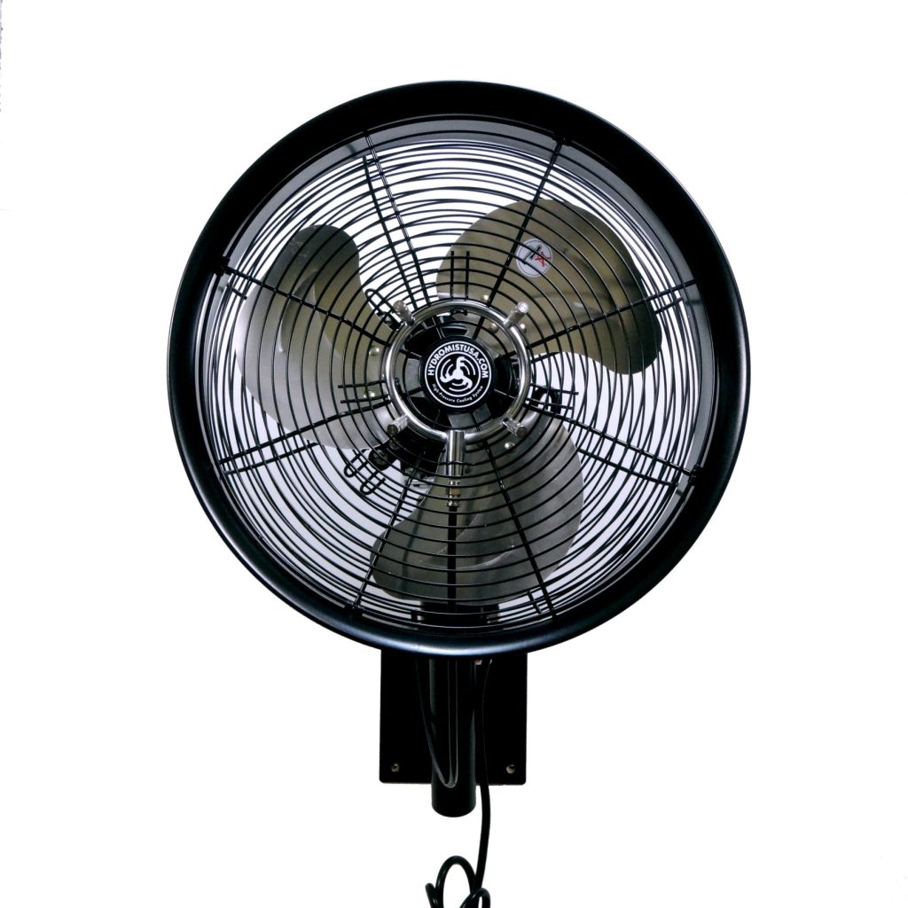 18″ Oscillating wall mount misting fan, from Advanced Misting Systems